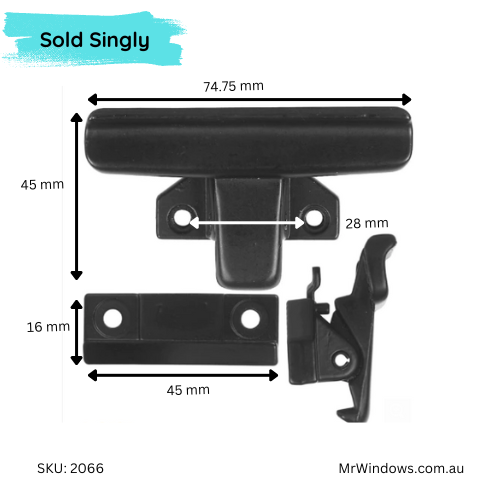 Window Handle - suits old Crestlite, Comalco, Viewtech - Non locking ...