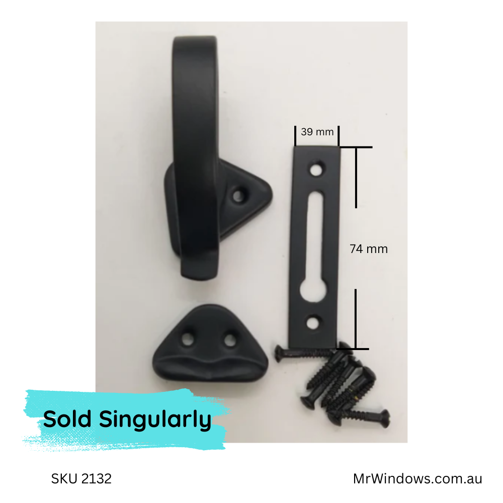 Hopper window fasteners - handle and strike - matt black – Mr Windows AU