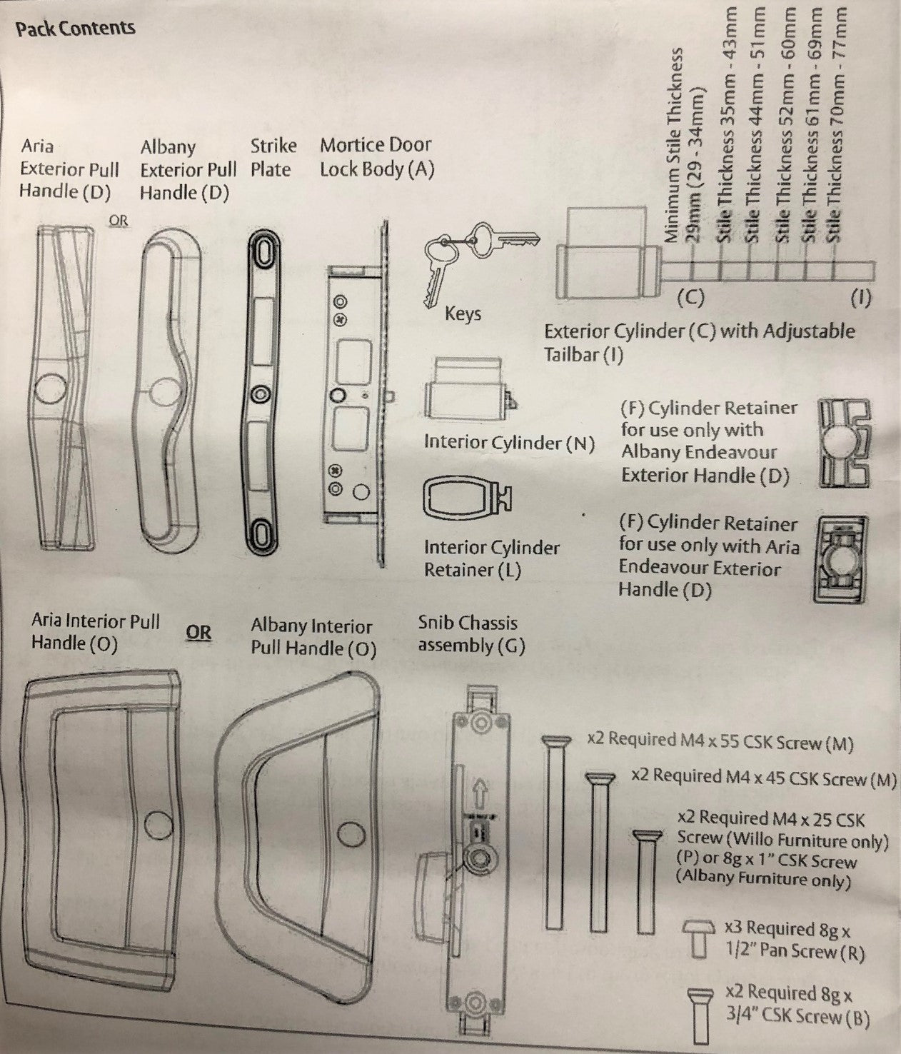 Sliding patio door - Aria Endeavour (interlock) MORTICE sliding door h ...