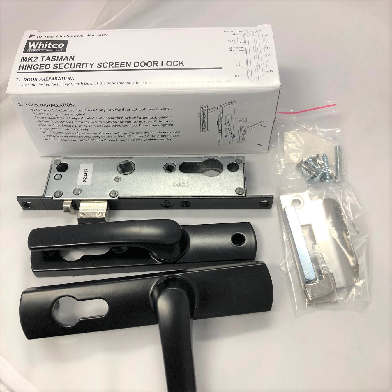 Lock hinged security door lock - Tasman MK2 by Whitco- sold in compone ...